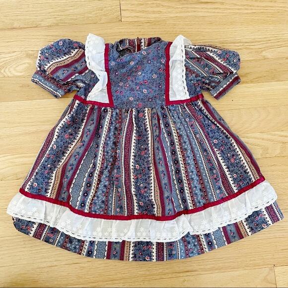Dresses | Handmade Countrycore Praire Dress Lace Floral Blue 7s 80s ...